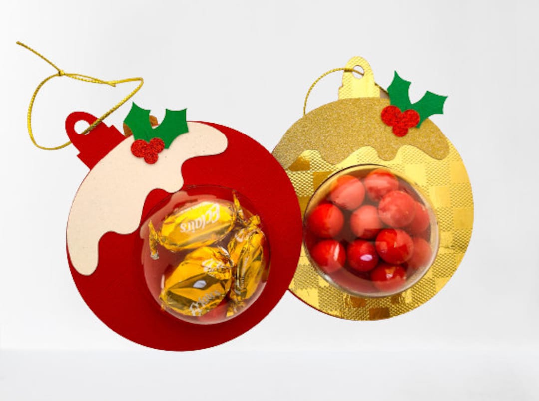 Christmas Pudding Bauble Candy Holder SVG, Christmas Candy Holder SVG ...