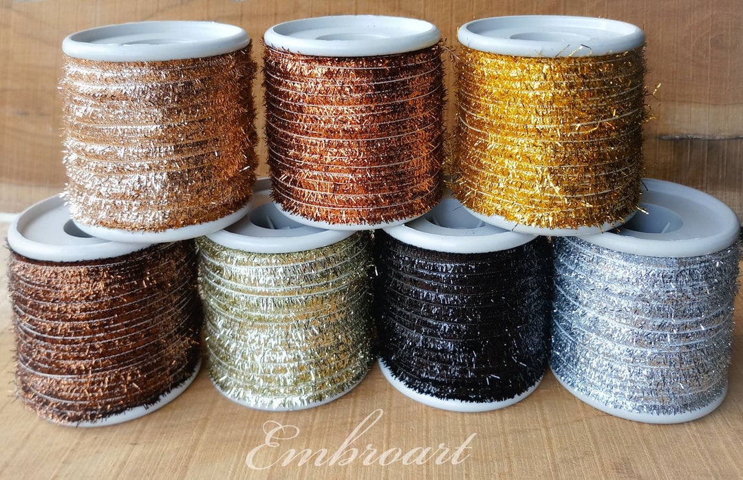 7mm Metallic Tinsel Yarn, Lurex Yarn, Tinsel String, Micro Tinsel Trim ...