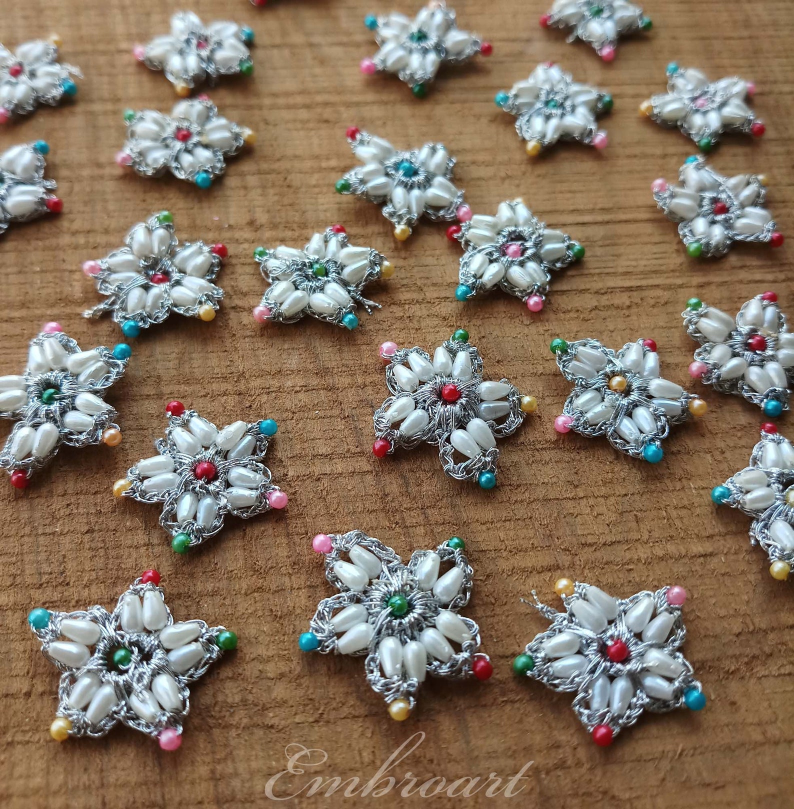 50 Pcs Beaded Handmade Applique Beadwork Crochet Flower Star - Etsy