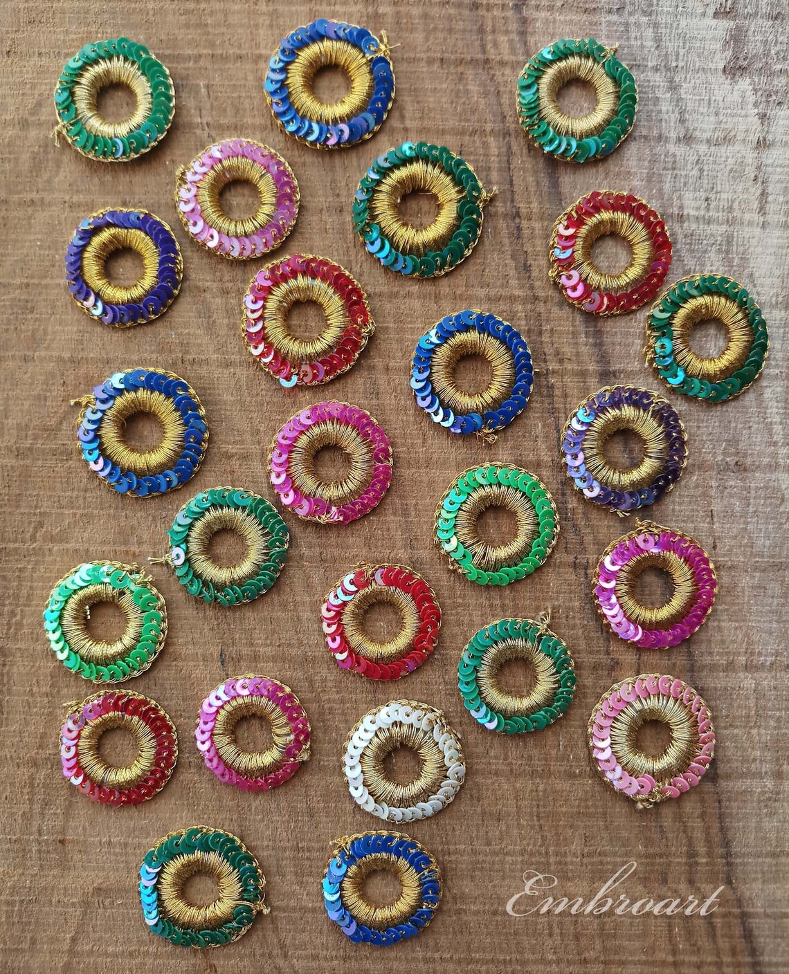 25 Pcs Assorted Color Sequins Applique Handmade Applique | Etsy