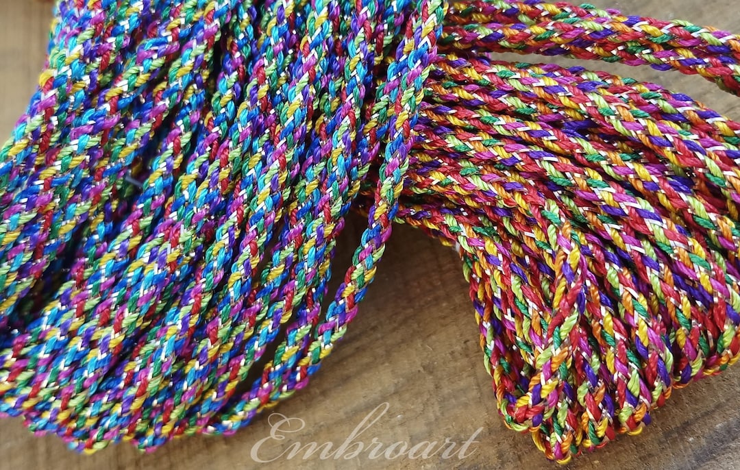 3 Mm, Multi Color Braided Cord, Twine, Burlap Cord, Multi Thread, Fancy ...