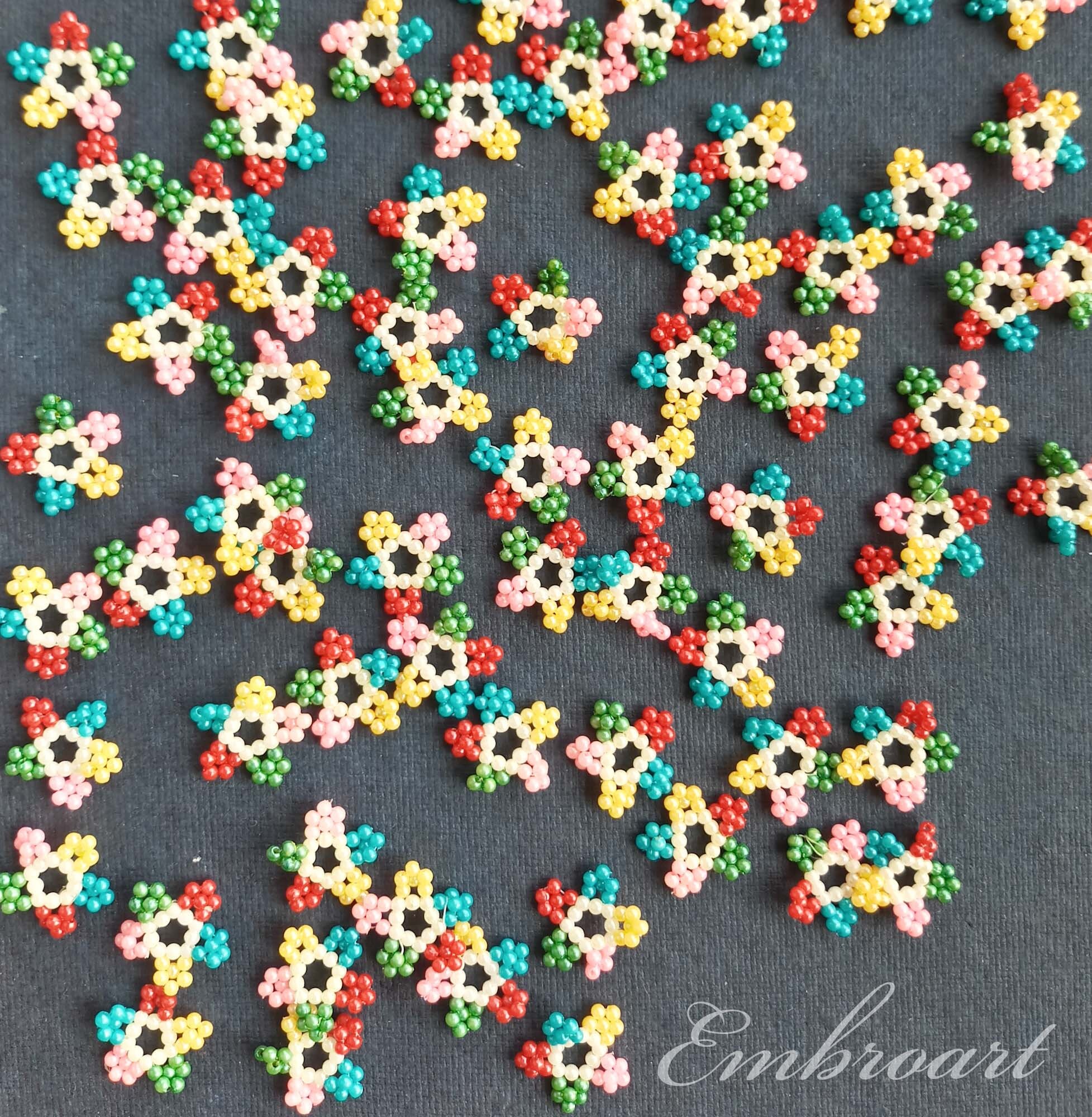 Buy 50 Pcs Beaded Handmade Applique, Multi Beaded Applique, Star Shaped ...