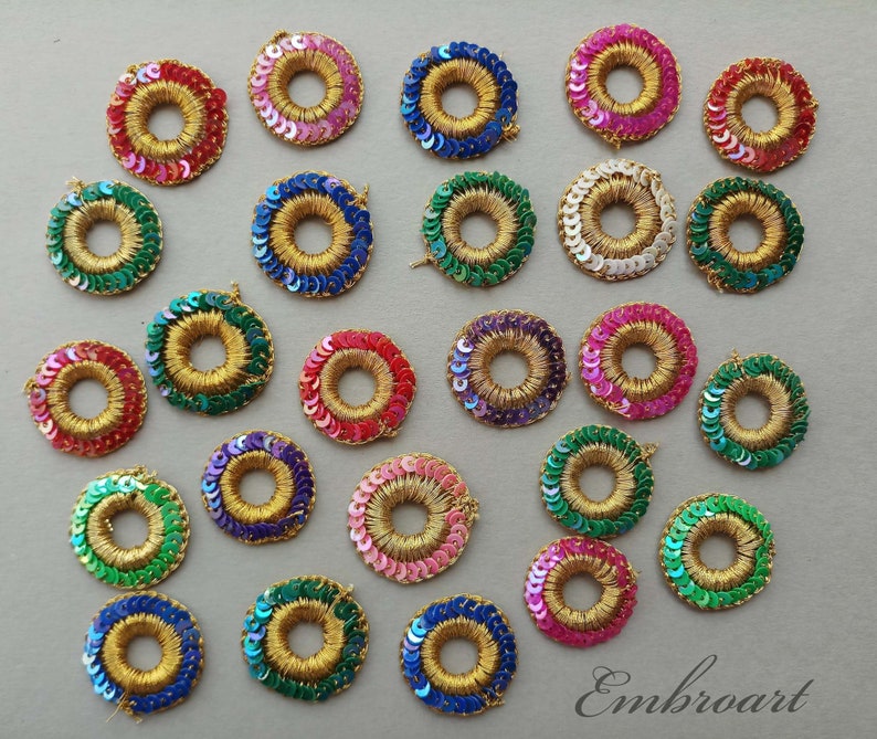 25 Pcs Assorted Color Sequins Applique Handmade Applique | Etsy