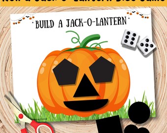Build a Jack-o-lantern Face Dice Game Printable, Learning Shapes ...