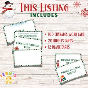 Christmas Charades Printable, Family Christmas Card Games, Group Party ...