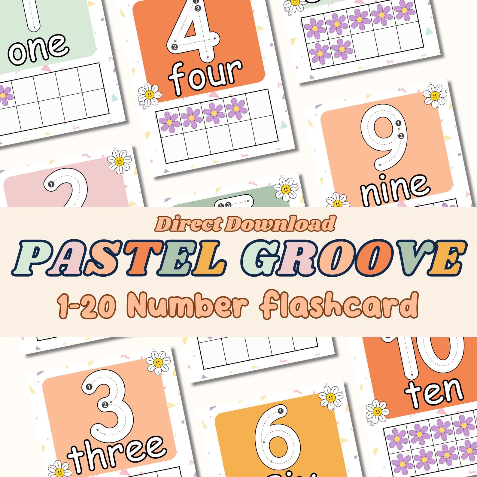 Number Flashcard 1-20 Template, Classroom Poster, Educational ...