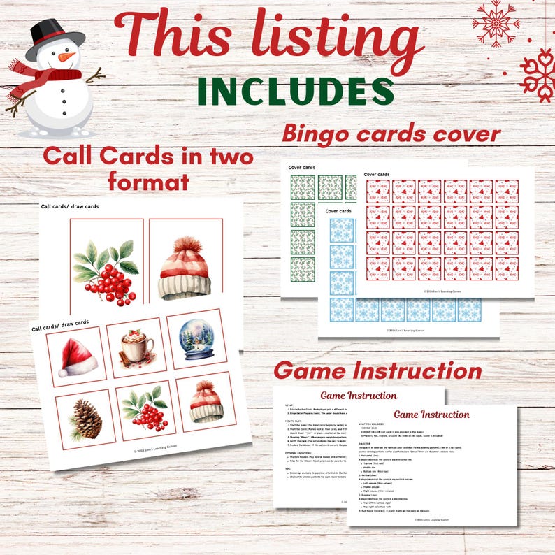 Christmas Bingo for Kids, Printable Preschool Christmas Games ...