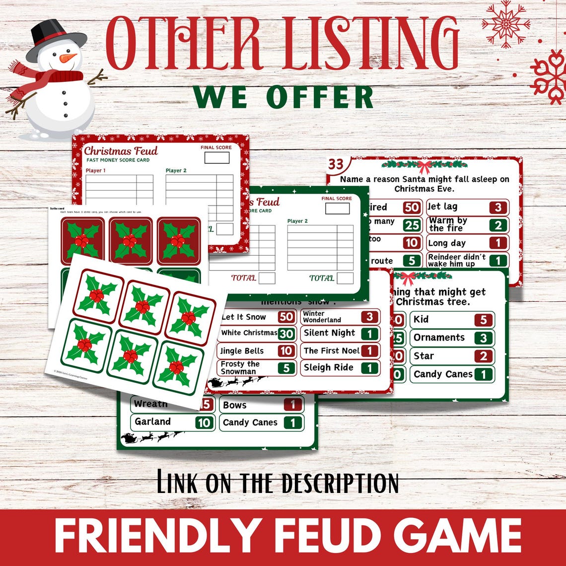 Christmas Charades Printable, Family Christmas Card Games, Group Party ...