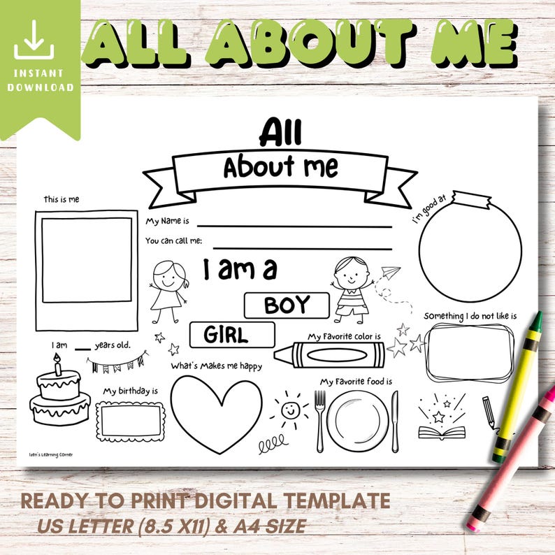 Preschool All About Me Printable, Get to Know Me Handouts, Favorite ...