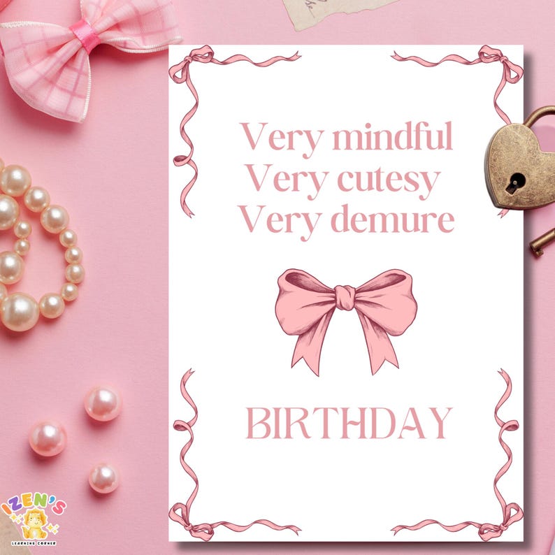 Very Demure Very Mindful Printable Birthday Card, Funny Greetings Card ...