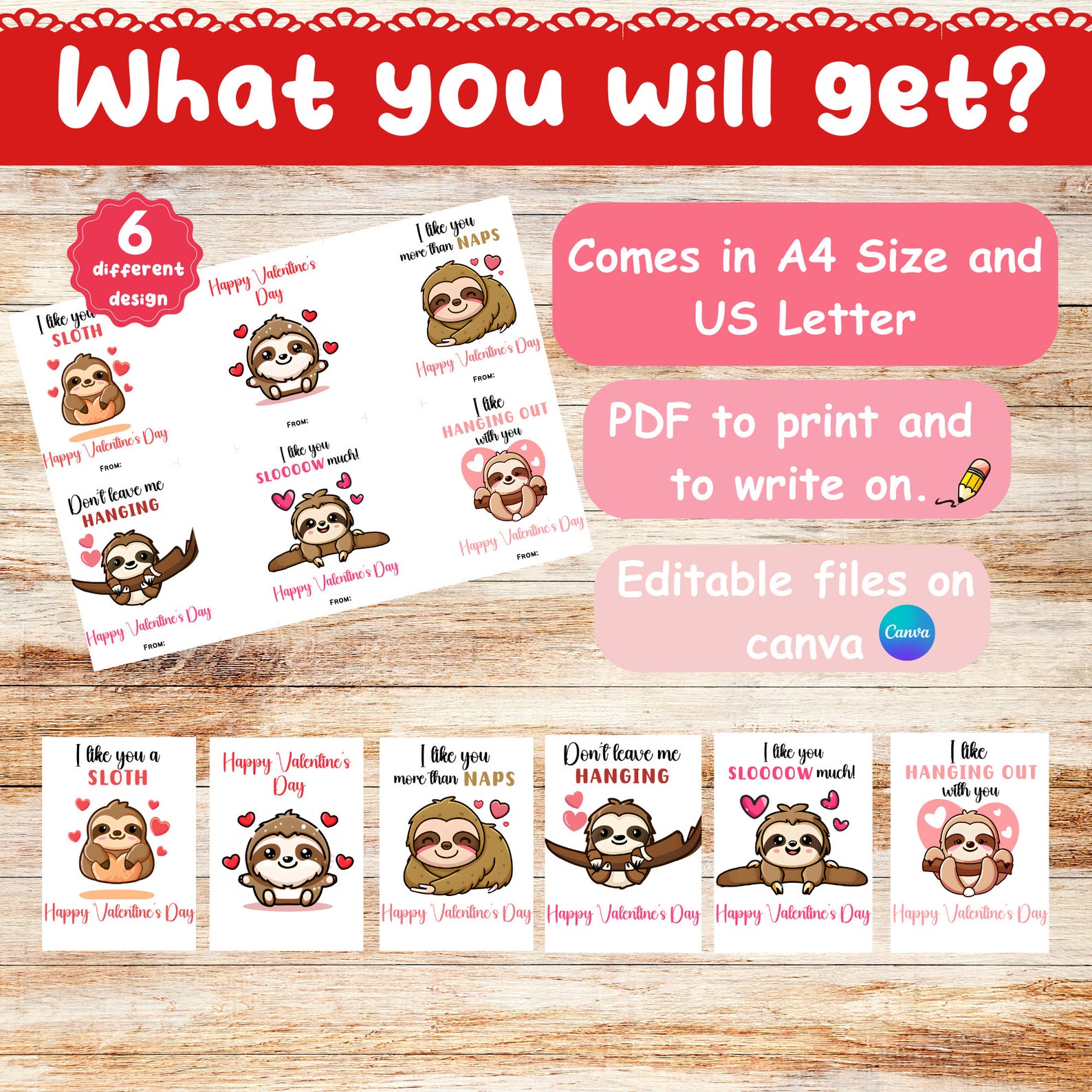 Printable Sloth Valentines Day Card, Student Valentine Card, Sloth Gift ...