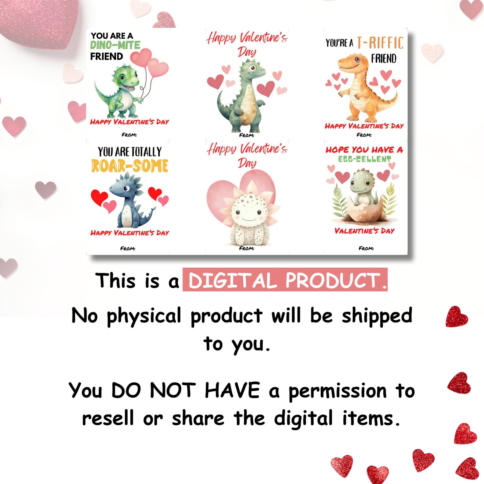 Printable Dinosaur Valentine's Cards, Kids Valentine Card, Dog Gift ...