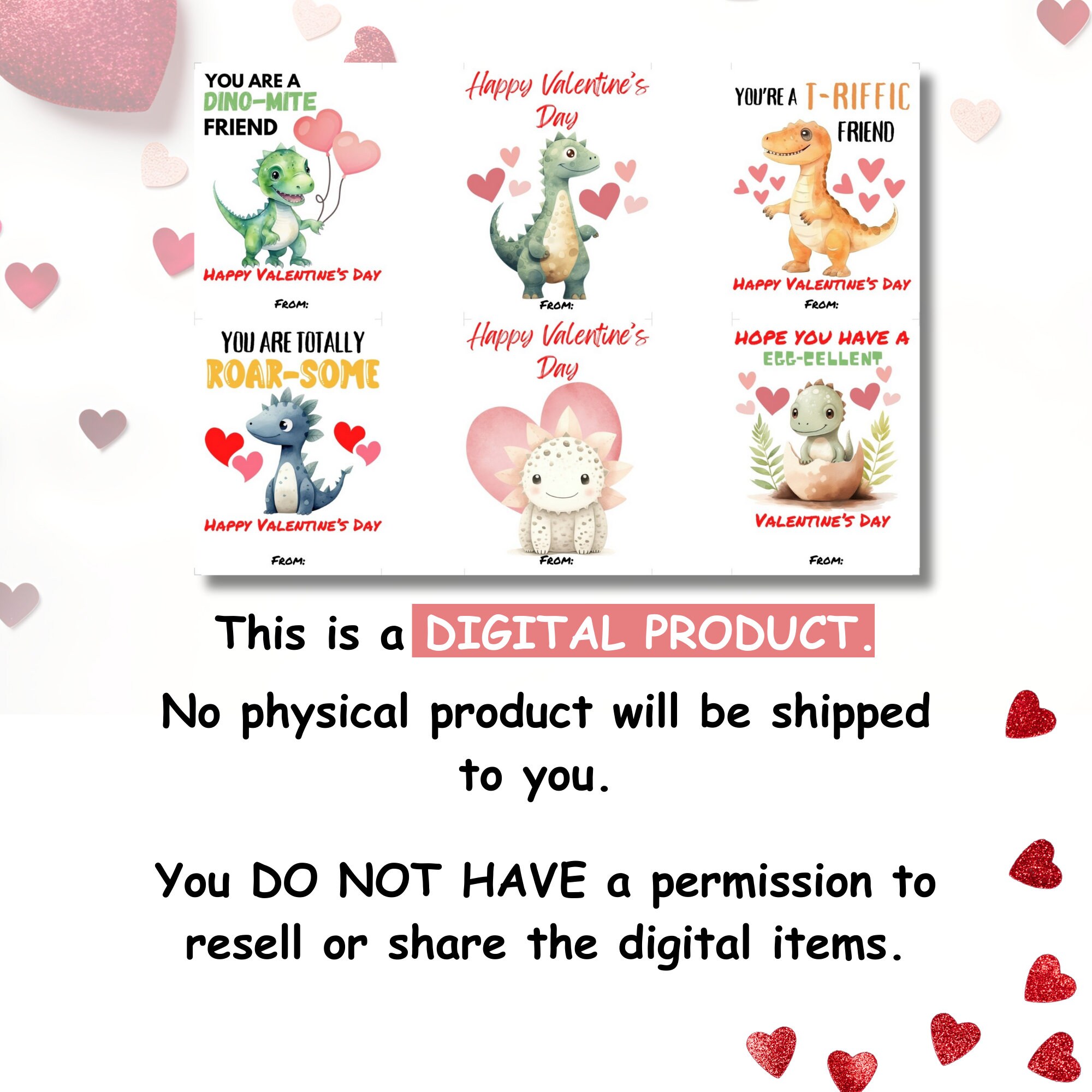Printable Dinosaur Valentine's Cards, Kids Valentine Card, EDITABLE ...