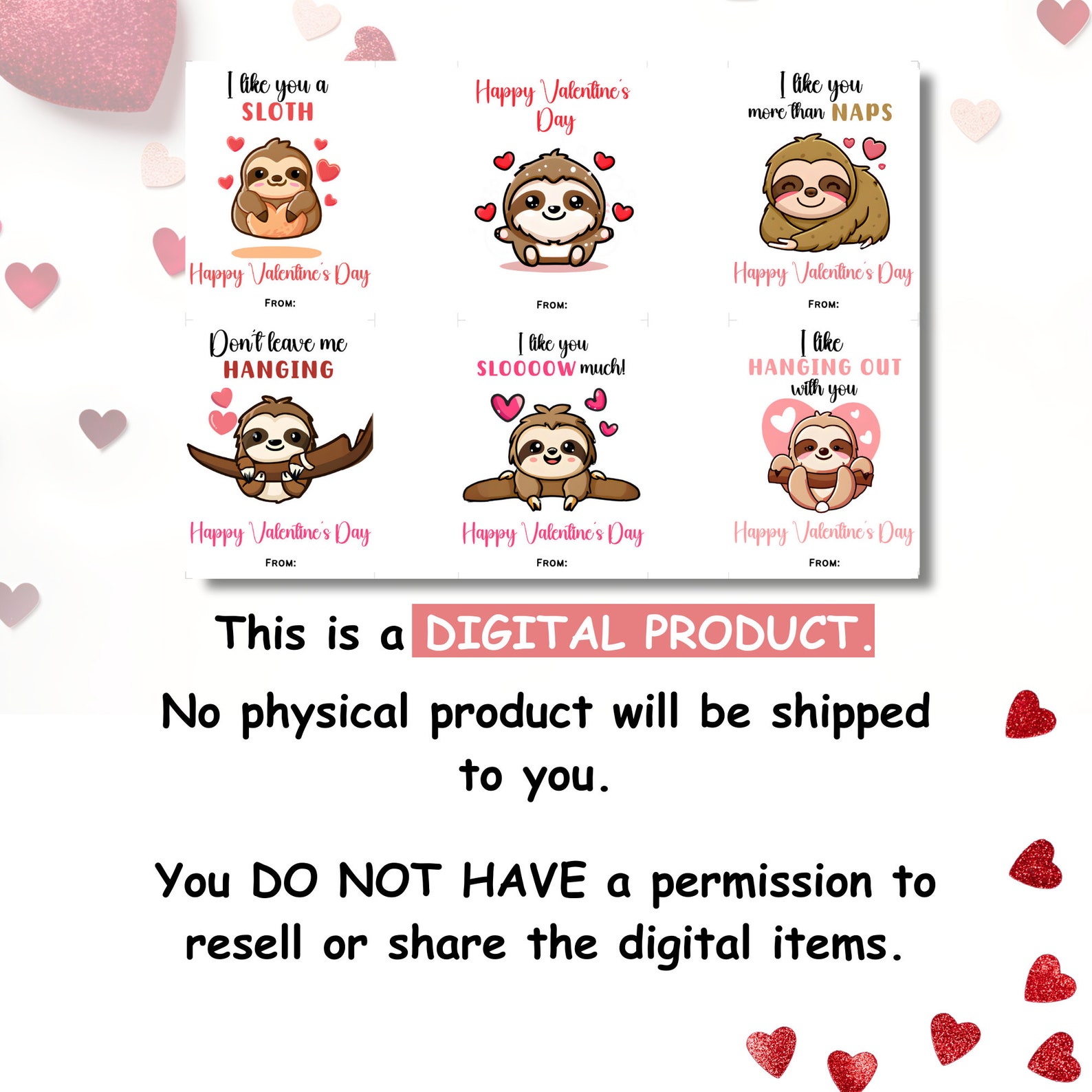 Printable Sloth Valentines Day Card, Student Valentine Card, Sloth Gift ...