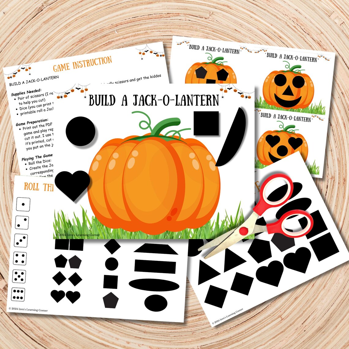 Build a Jack-o-lantern Face Dice Game Printable, Learning Shapes ...