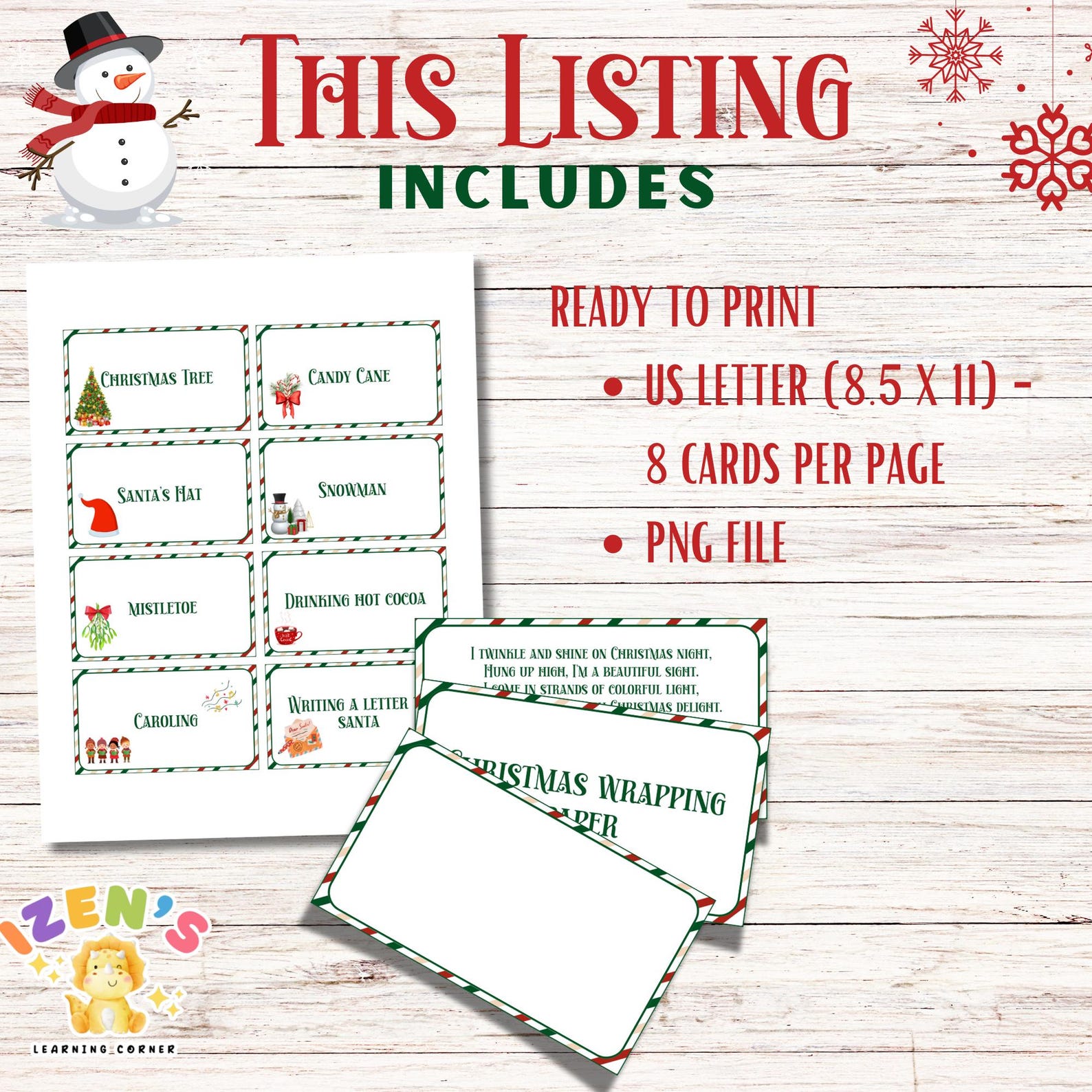 Christmas Charades Printable, Family Christmas Card Games, Group Party ...
