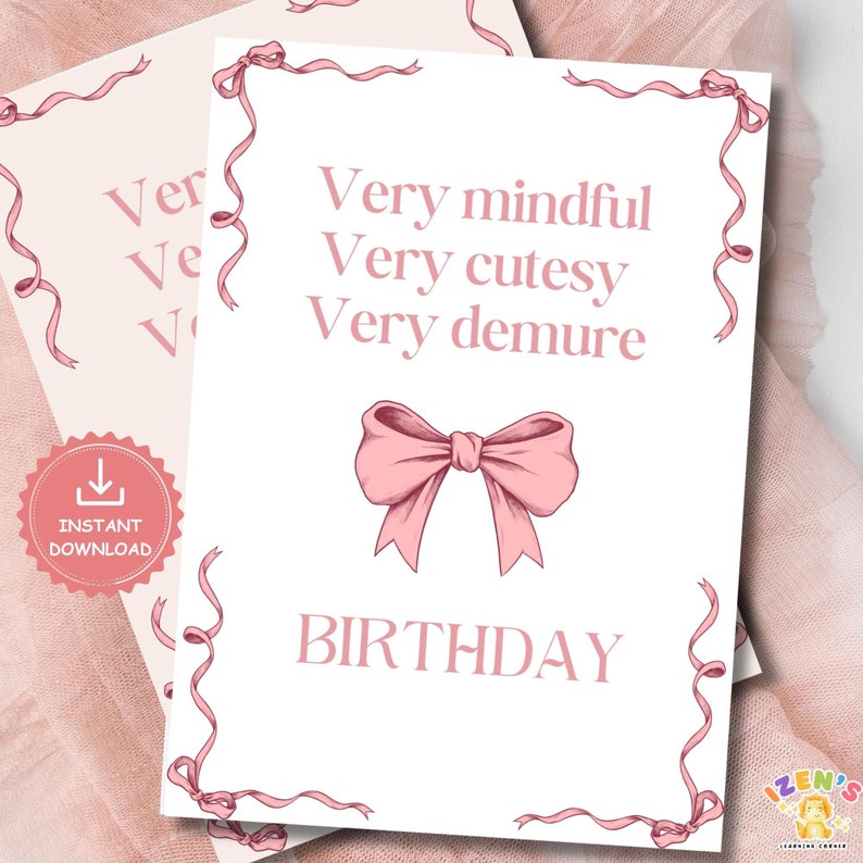 Very Demure Very Mindful Printable Birthday Card, Funny Greetings Card ...