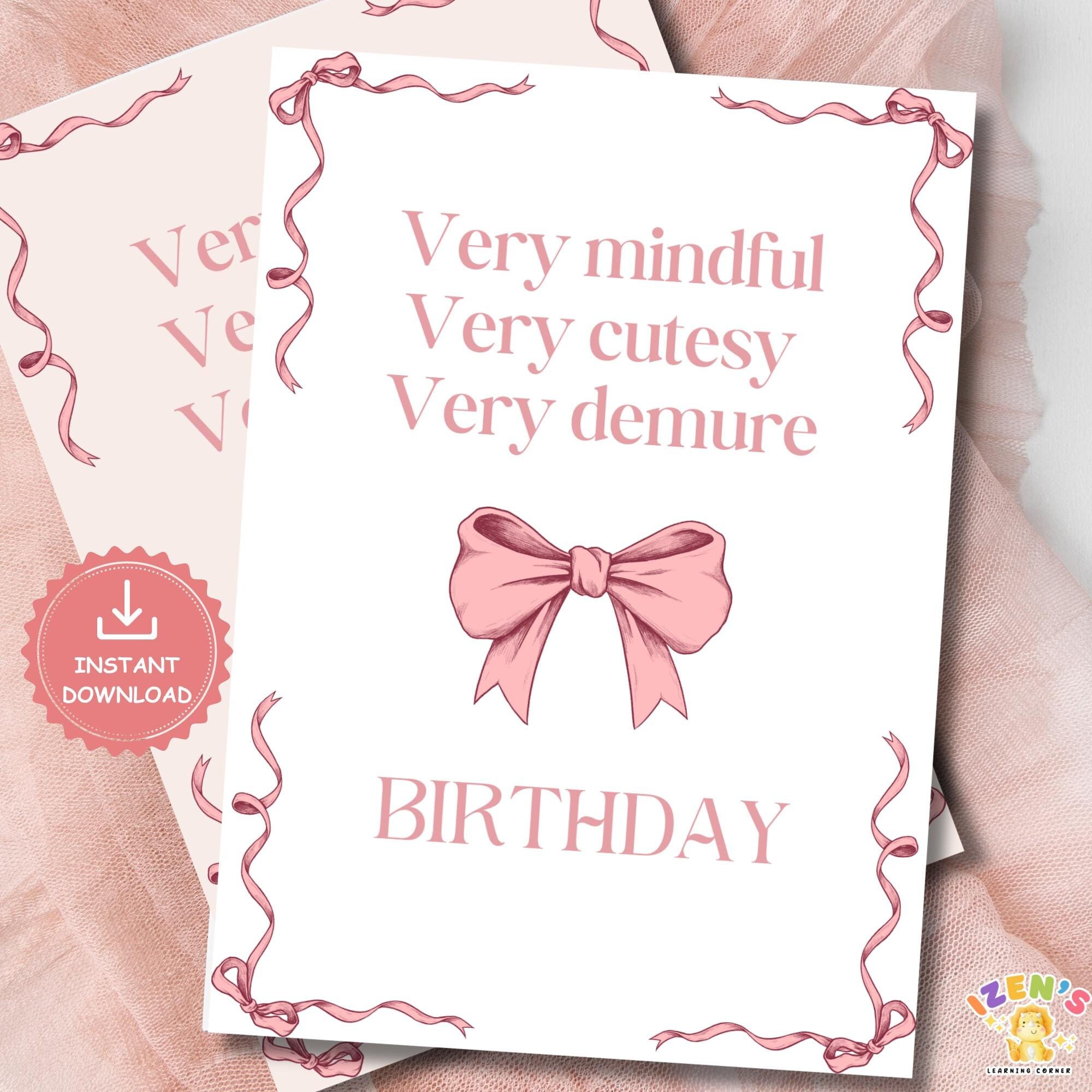 Very Demure Very Mindful Printable Birthday Card, Funny Greetings Card ...