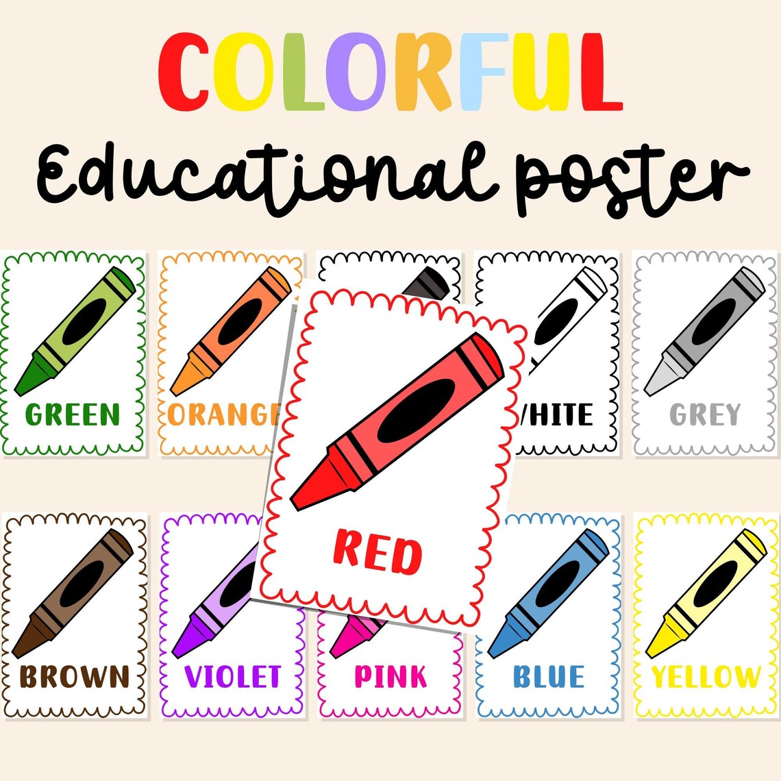 Color Posters for Classroom Decoration, Learning Colors Homeschool ...