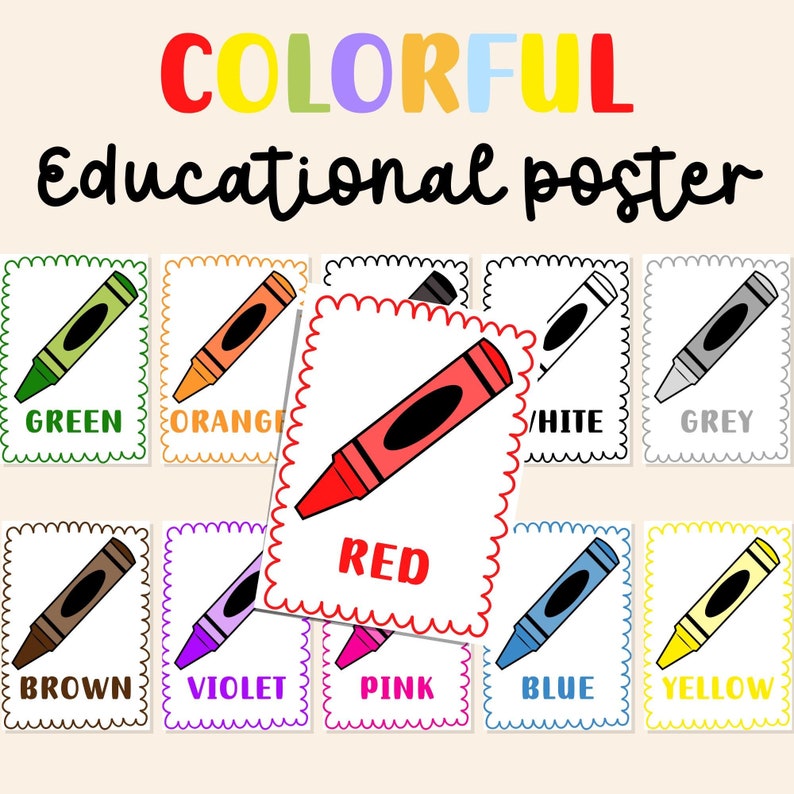 Color Posters for Classroom Decoration, Learning Colors Homeschool ...