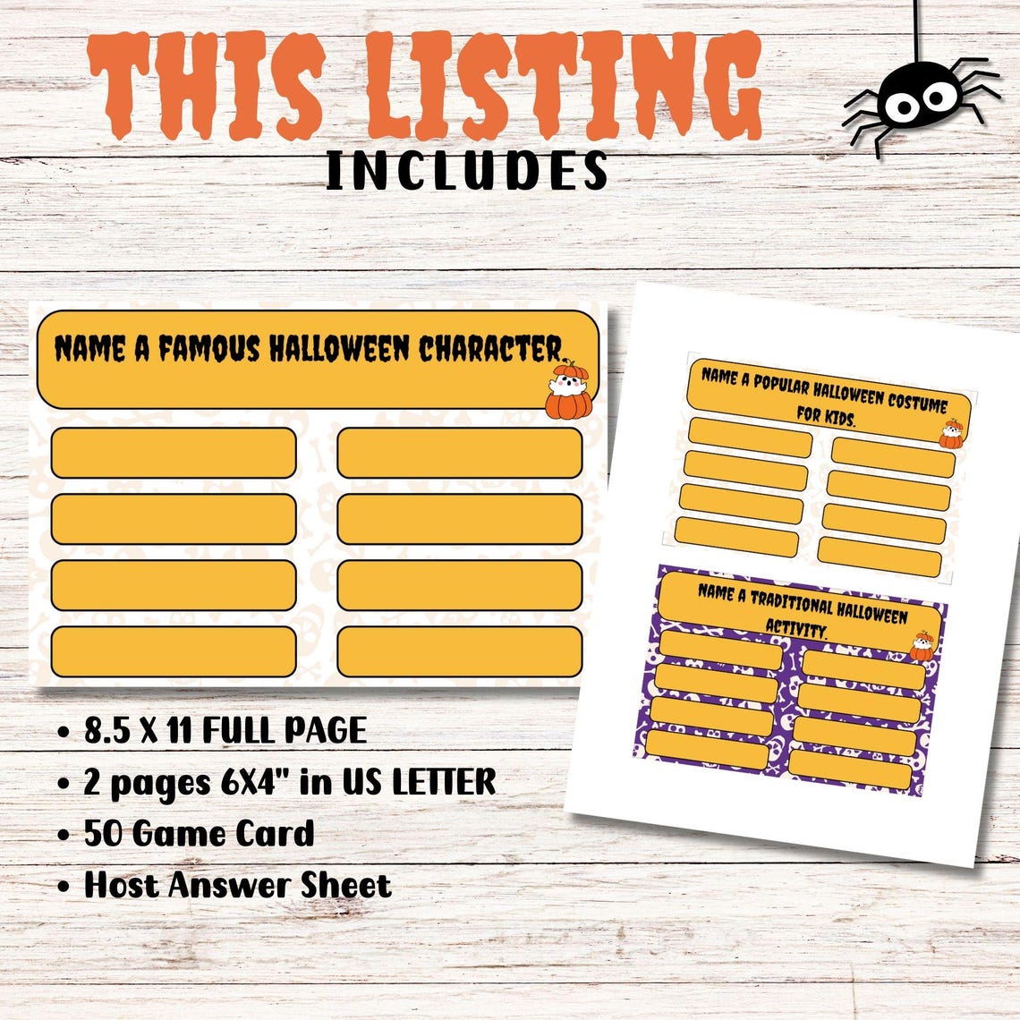 Halloween Friendly Feud Game Printable, Family Group Game, Virtual ...