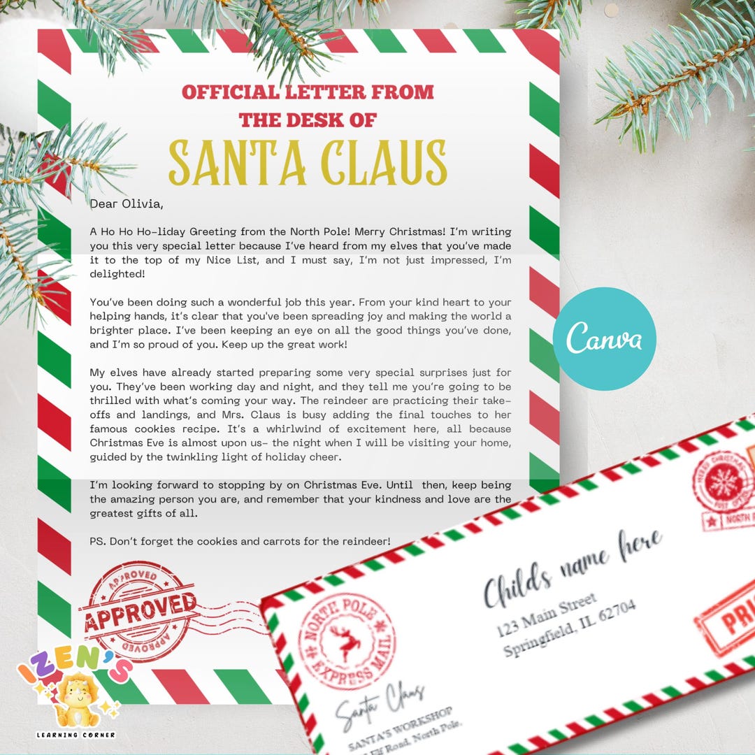 Editable Letter From Santa, Santa’s Official Mail, Christmas Letter ...