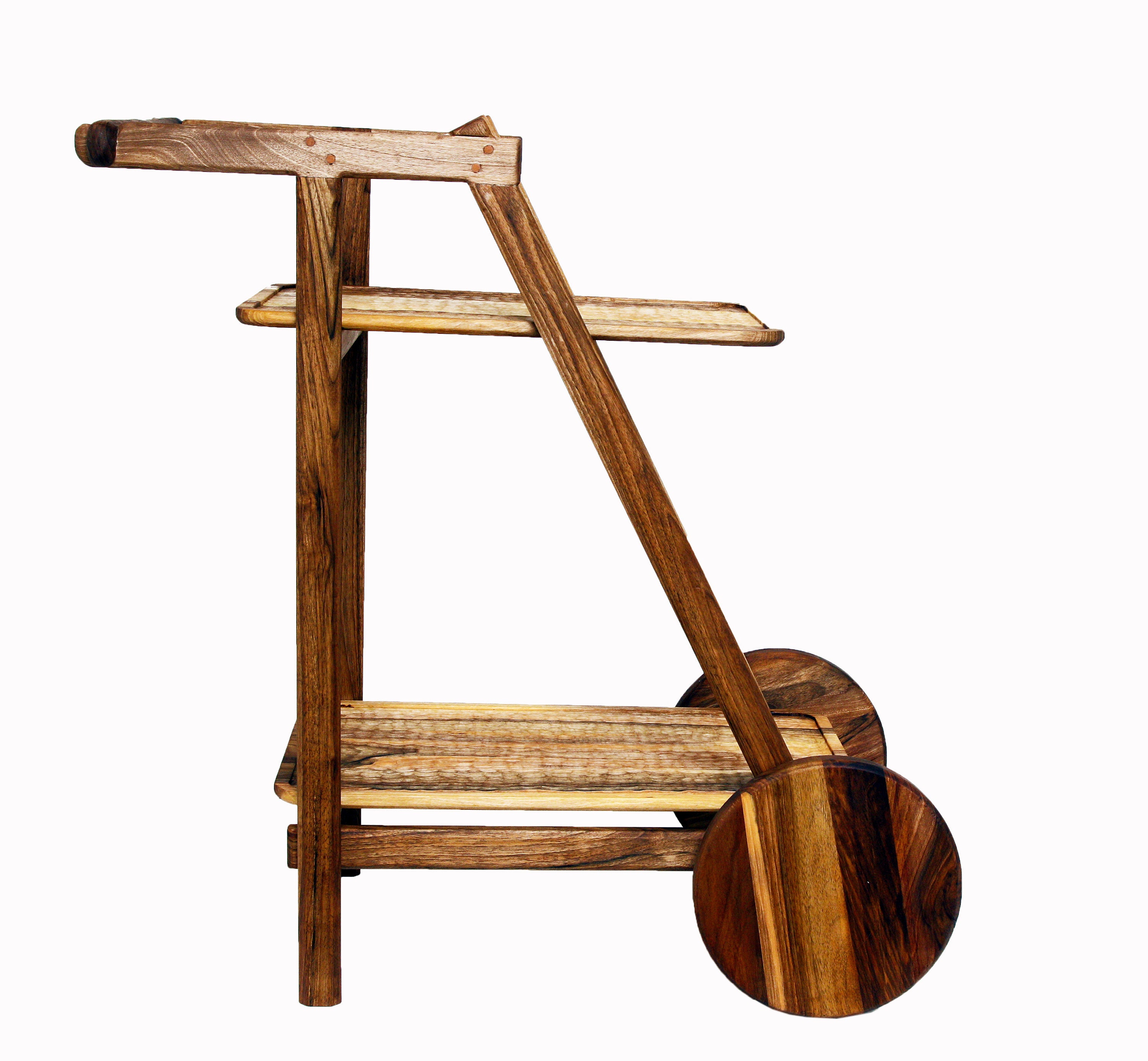 Trolley Bar - Bar Cart - Walnut Wood - Butler Tray - Utility Cart ...