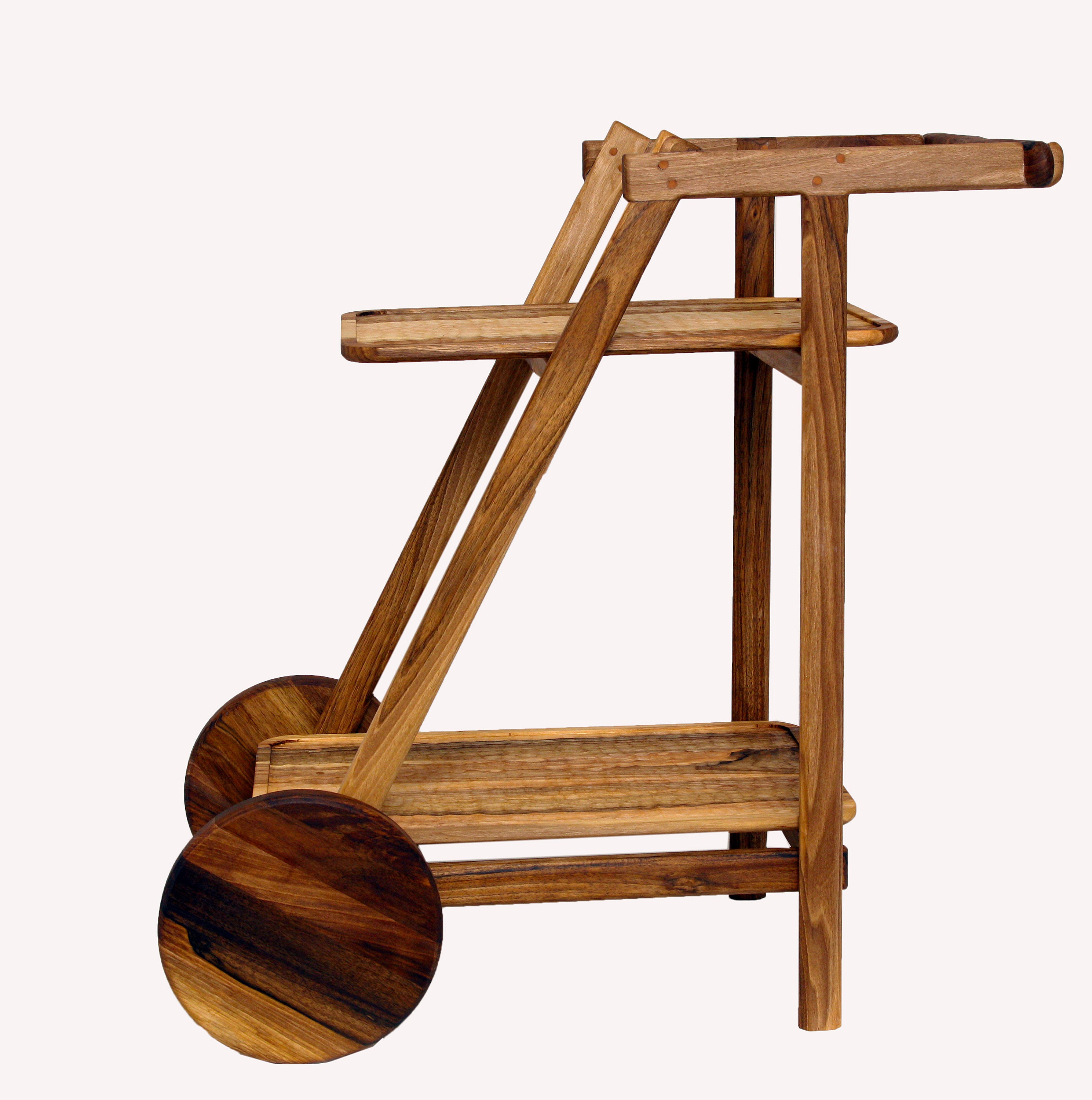 Trolley Bar - Bar Cart - Walnut Wood - Butler Tray - Utility Cart ...
