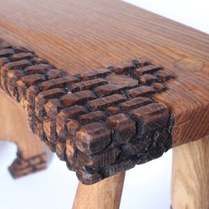 Hand Carved Oak Stool: Moon Gate Design, Step Stool or Plant Stand - Etsy