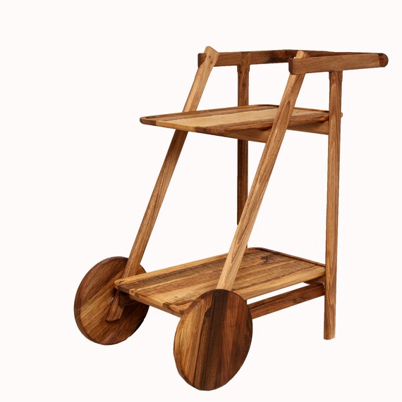 Trolley Bar Bar Cart Walnut Wood Butler Tray Utility - Etsy