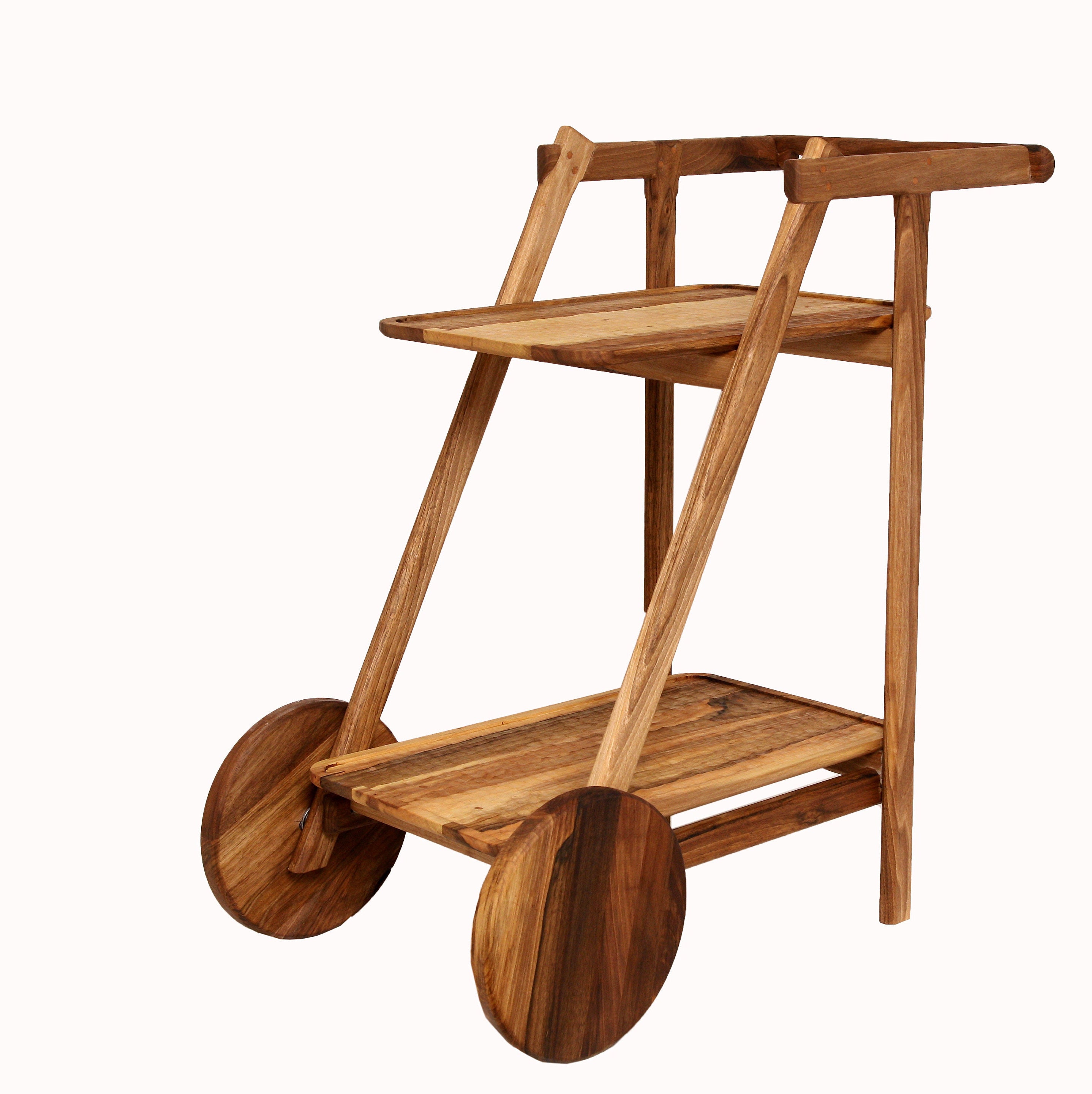 Trolley Bar - Bar Cart - Walnut Wood - Butler Tray - Utility Cart ...