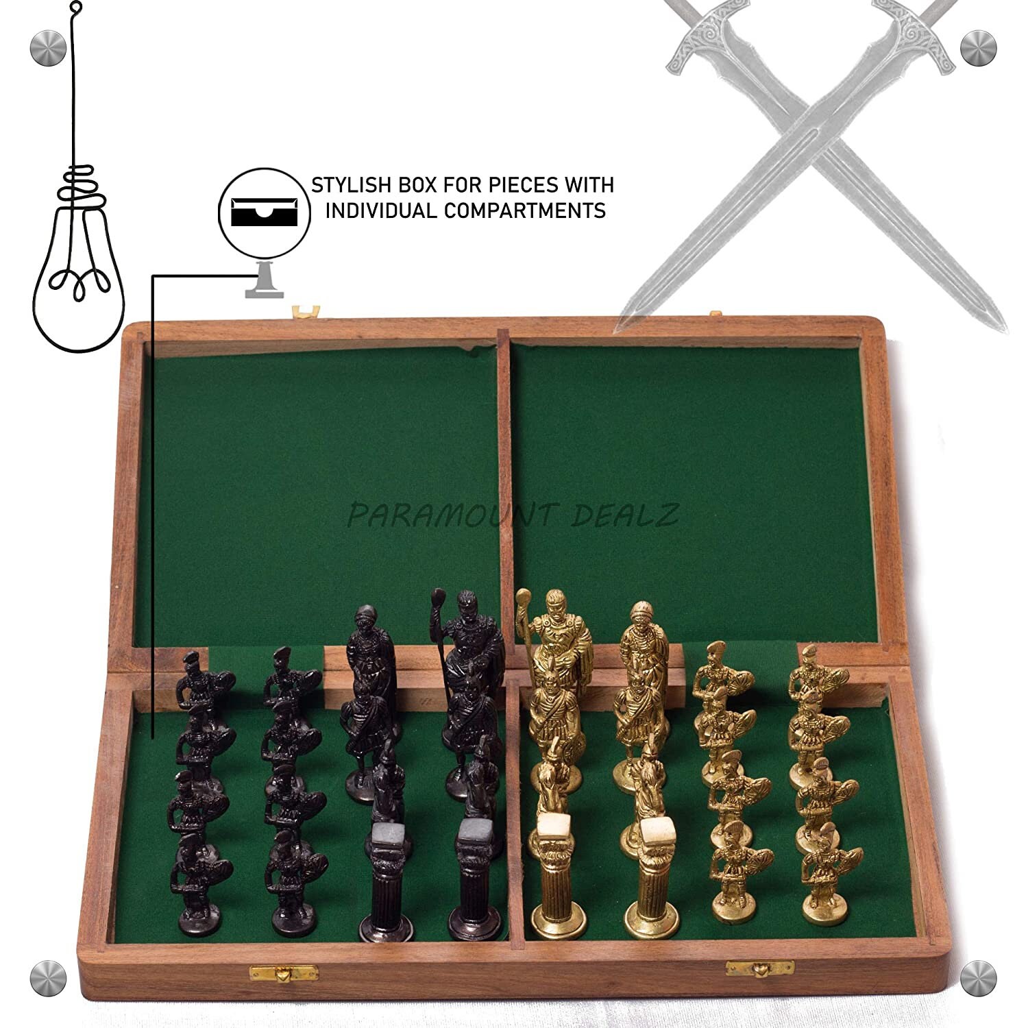 Roman Figure Premium Chess Set with Brass Pieces 16 Inch | Etsy