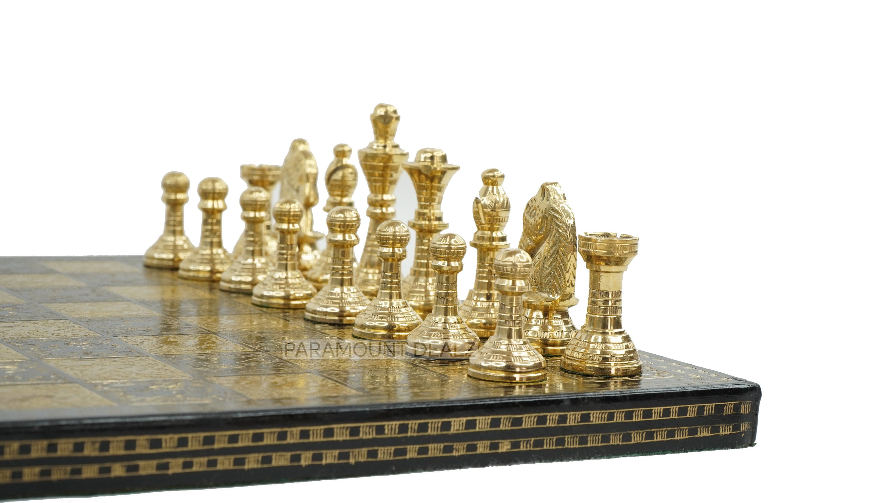 Chess Set Metal Hand Carved Wood Board Game With Inlaid | Etsy