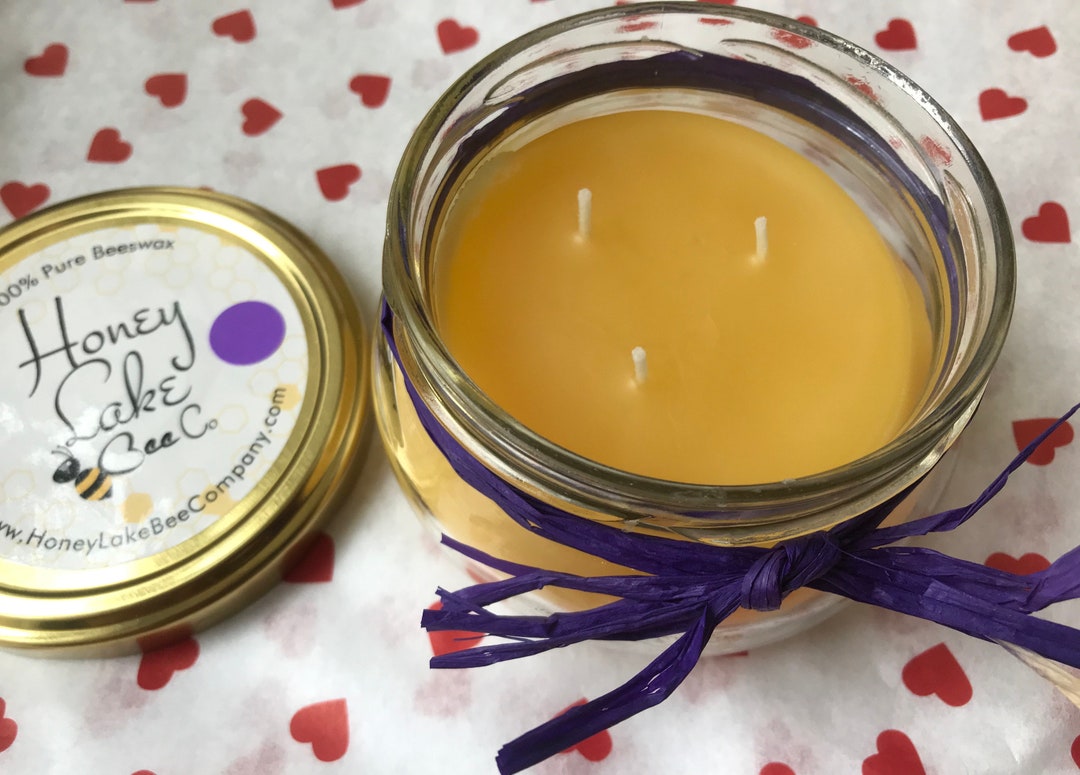 Beeswax Jar Candle Made With Pure USA Beeswax, Natural, Lavender or ...