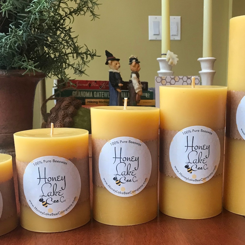 3 Beeswax Candle Pillar - Etsy