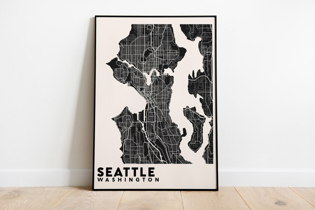 Seattle WA Map | Home Town Map | City Map | Digital Download - Etsy