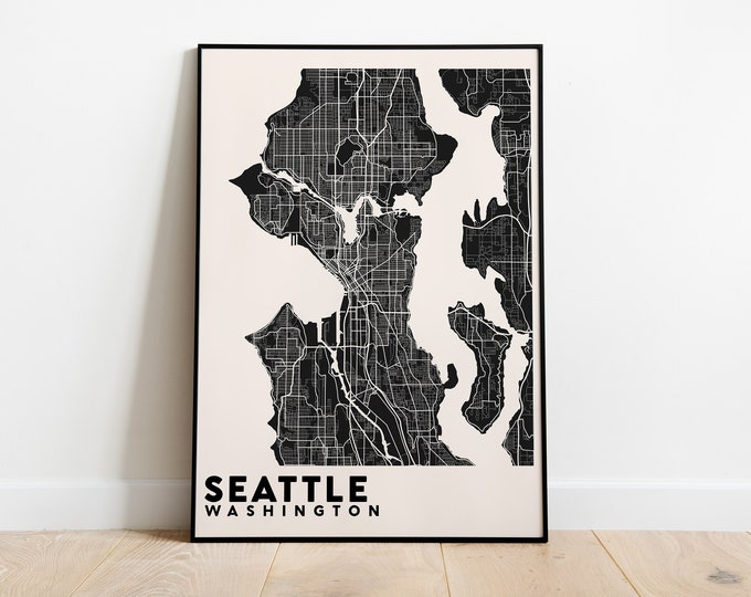 Seattle WA Map | Home Town Map | City Map | Digital Download - Etsy