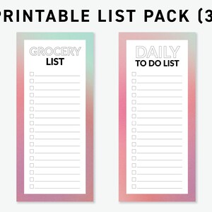 Printable List 3 Pack Digital Download Color Gradient to Do List - Etsy