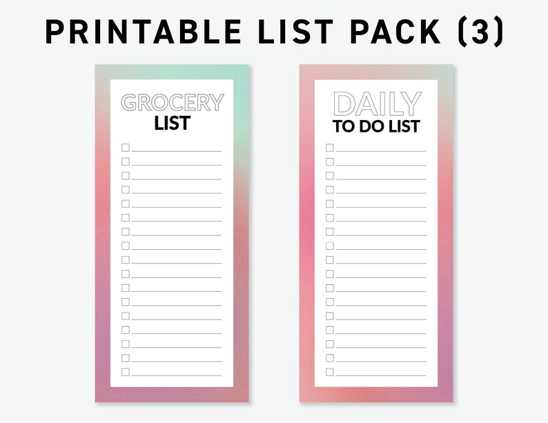 Printable List 3 Pack Digital Download Color Gradient to - Etsy