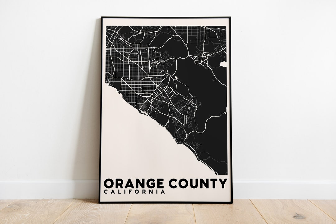 Orange County Map Art Print: California Home Town (digital Download) - Etsy