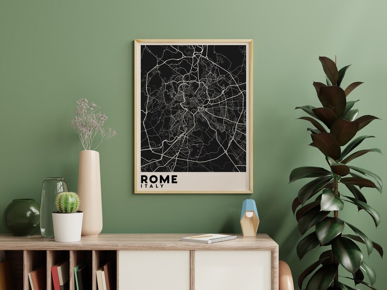 Rome Italy Map Home Town Map City Map Digital Download - Etsy