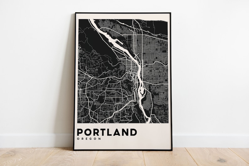 Portland Map Home Town Map City Map Digital Download - Etsy