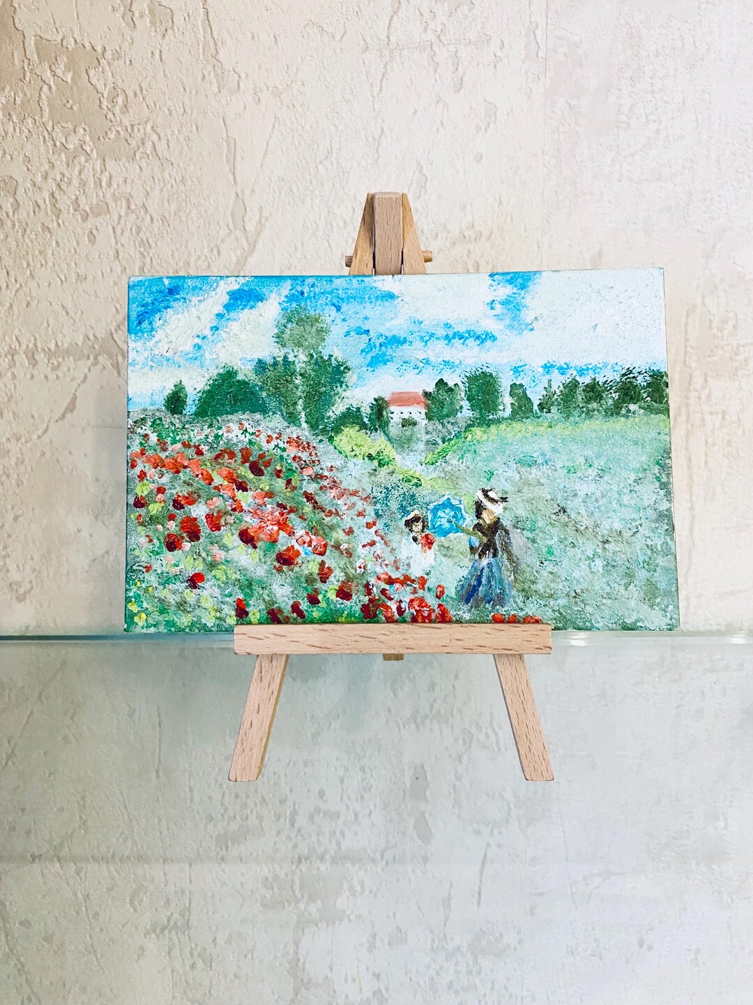 Claude Monet Poppies Field Landscape-replica Hand-painted Miniature Oil ...