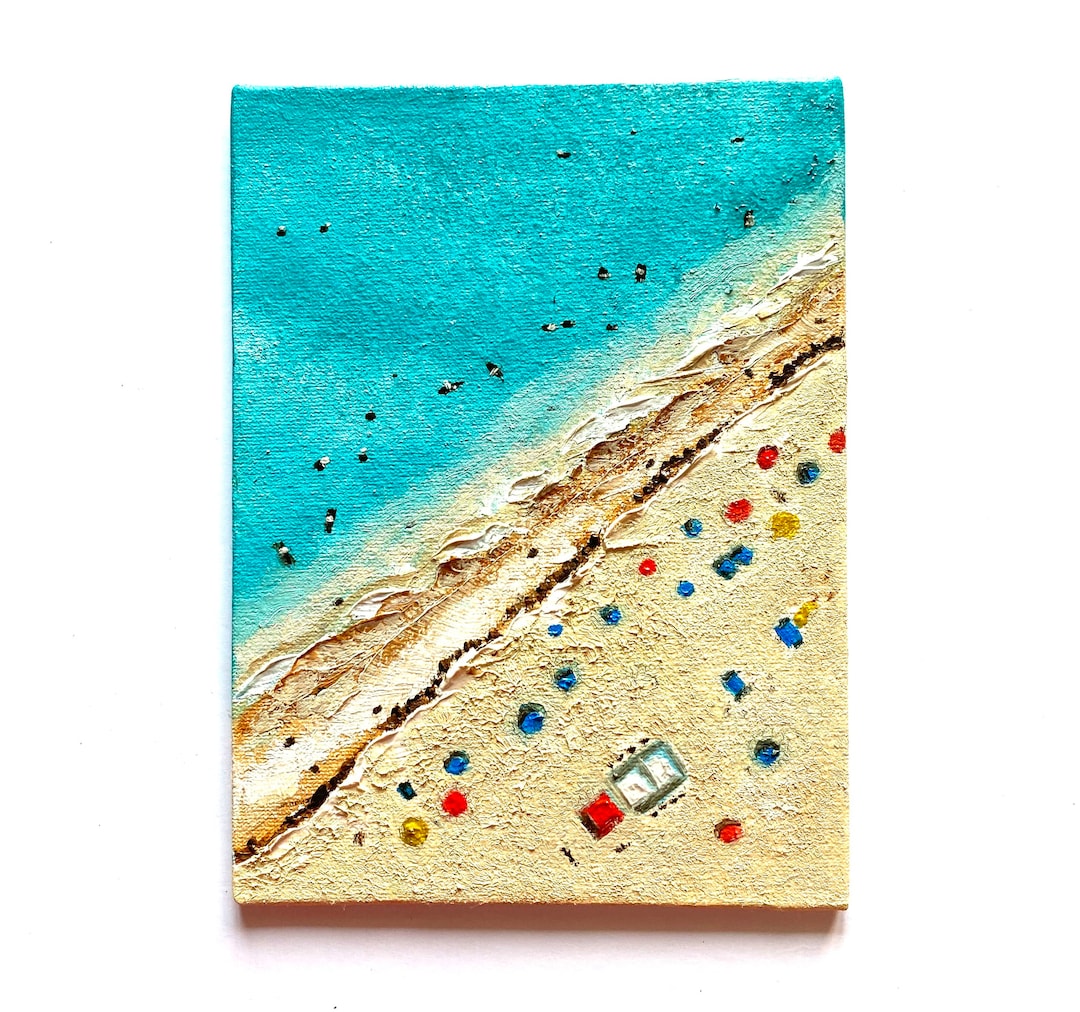 Miami Beach Aerial View Original Oil Painting on Canvas Florida ...