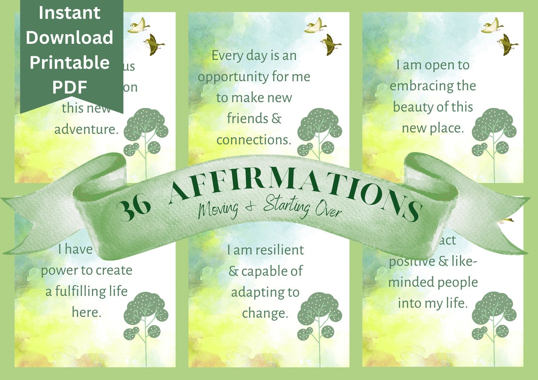 Affirmation Cards Printable Moving & Starting Over - Etsy