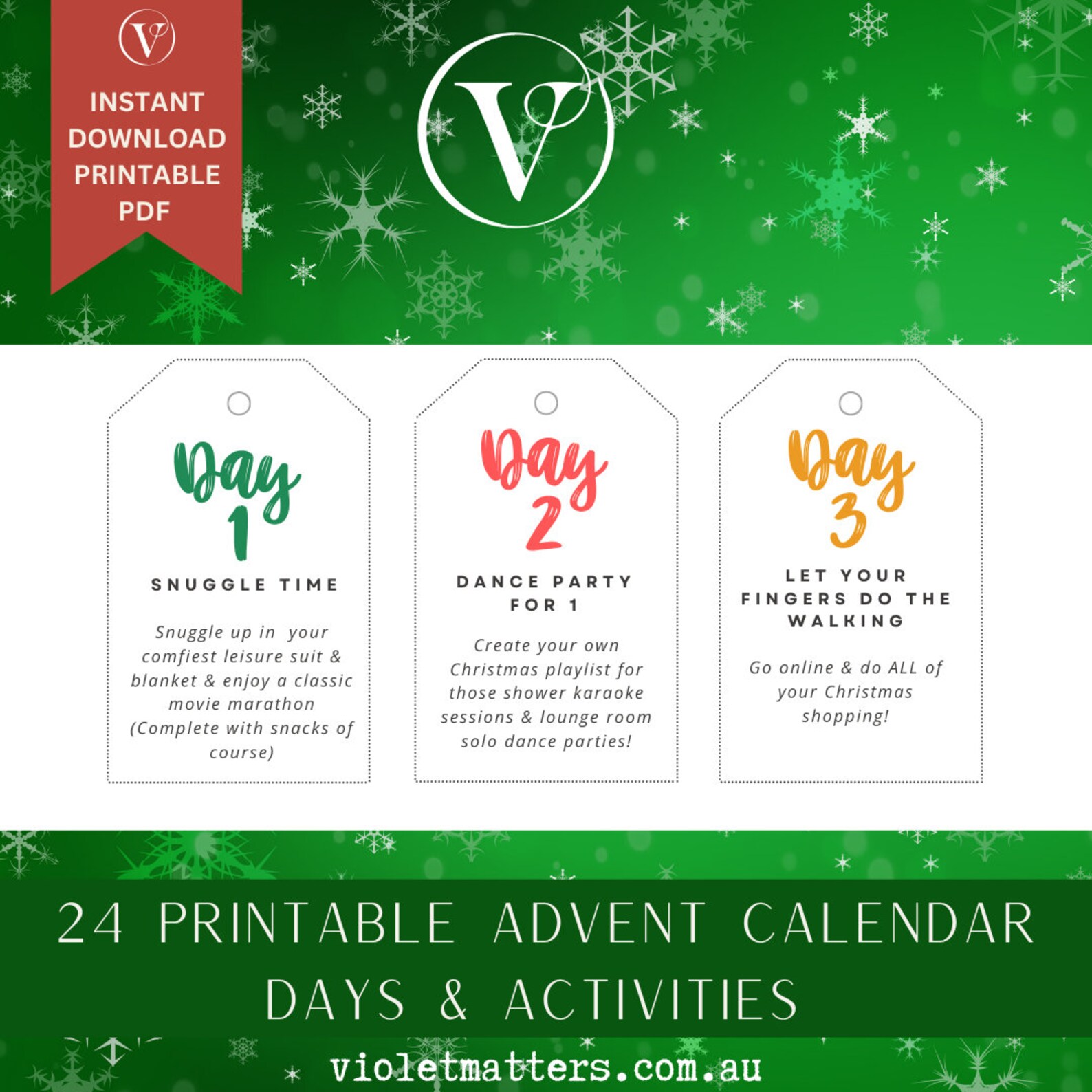 Printable Advent Calendar, Advent Calendar, 24 Printable Advent ...