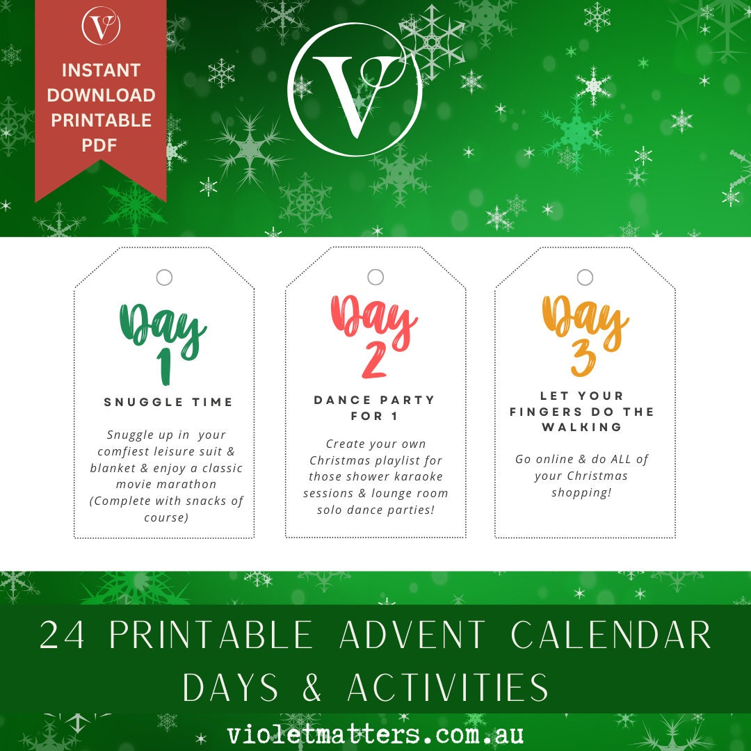 Printable Advent Calendar, Advent Calendar, 24 Printable Advent ...