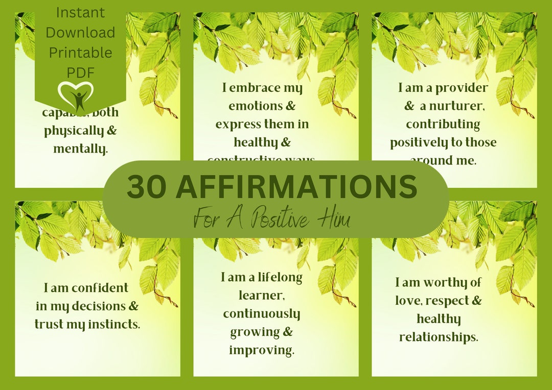 Affirmation Cards Printable for a Positive Him - Etsy