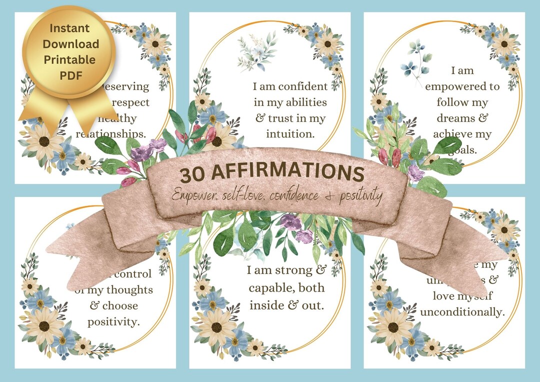 Affirmation Cards Printable Empower, Self-love, Confidence & Positivity ...