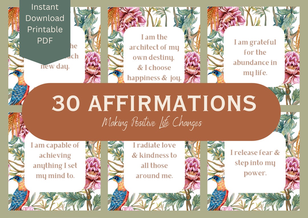 Affirmation Cards Printable Making Positive Life Changes - Etsy